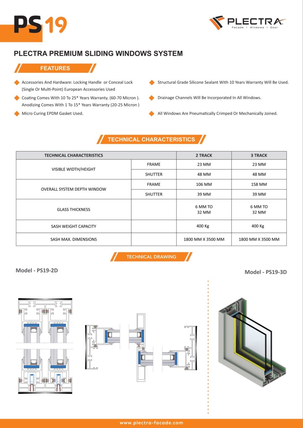 PS19 Plectra Sliding System - PLECTRA - Facade, Aluminium Windows ...